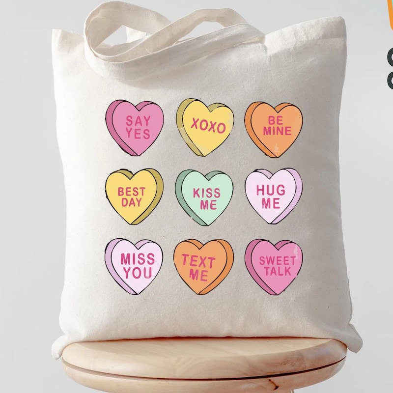 Conversation Heart Tote Bag - Etsy
