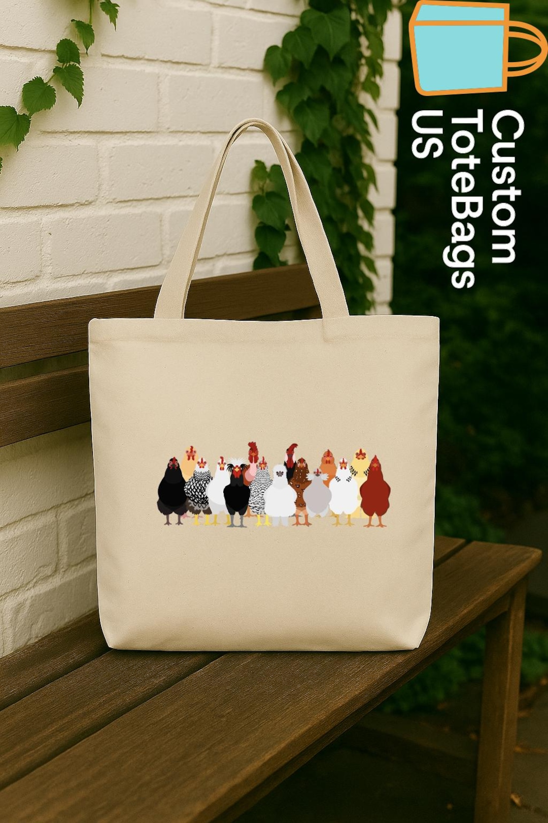 Chicken Tote Bag, Funny Chicken Lover Tote, Farm Animal Tote Bag ...