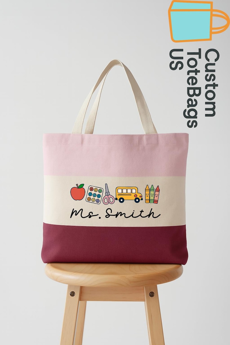 Personalized Teacher Name Tote Bag, Custom Teacher Tote,teacher Gift ...