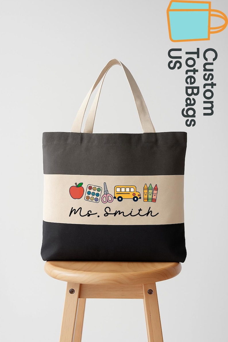 Personalized Teacher Name Tote Bag, Custom Teacher Tote,teacher Gift ...