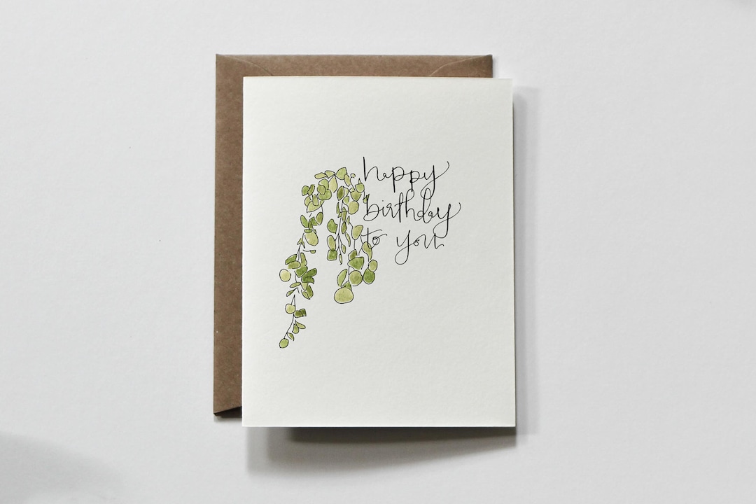 GREEN HANG | Birthday Greeting Card, Birthday Card Greenery, Birthday ...