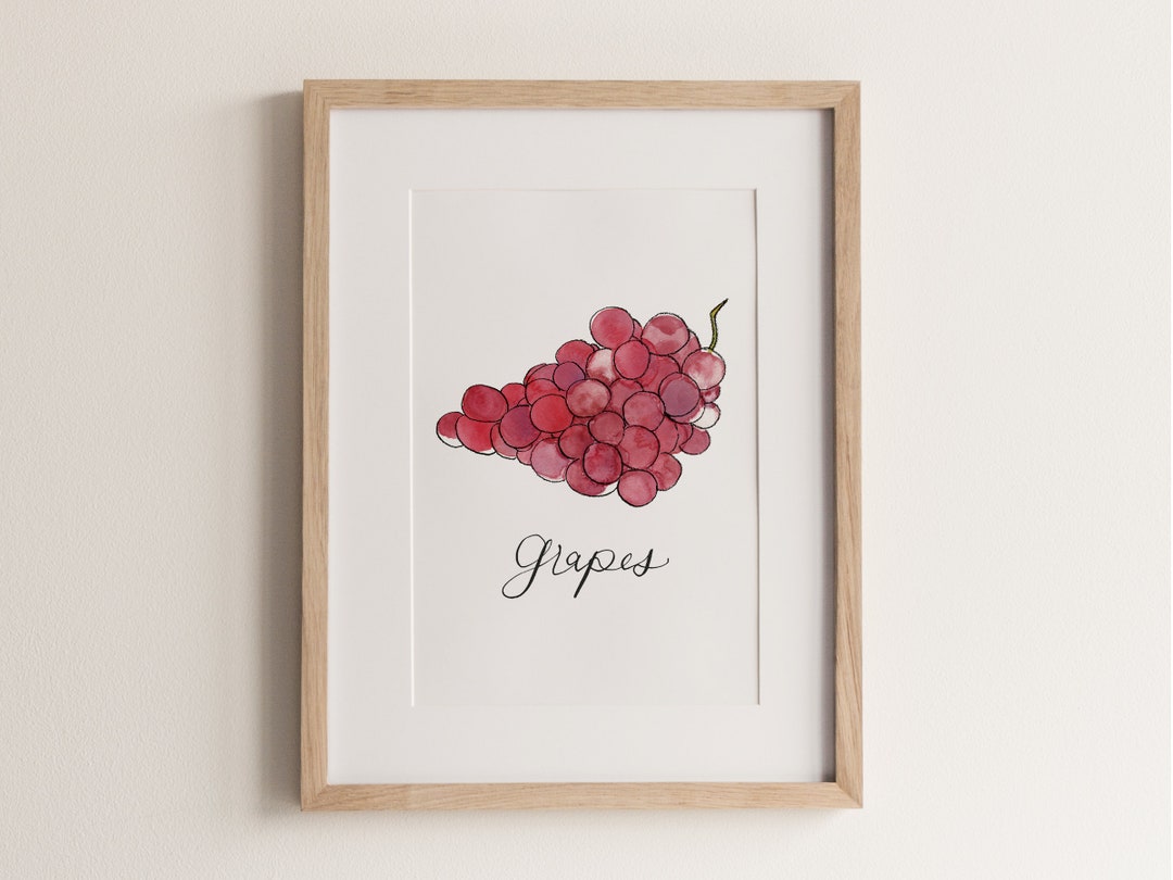 GRAPES | Grape Print, Art Print, Fruit Art, Fruit Wall Decor, Kitchen ...