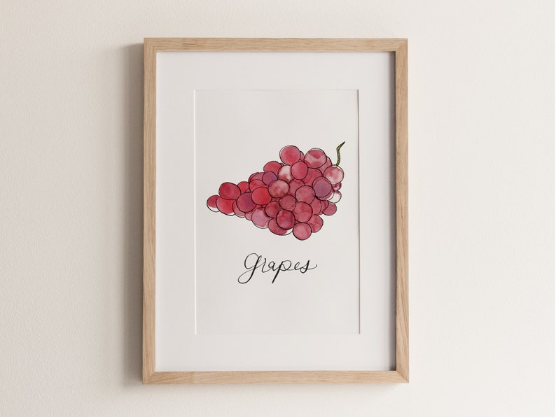 GRAPES | Grape Print, Art Print, Fruit Art, Fruit Wall Decor, Kitchen ...