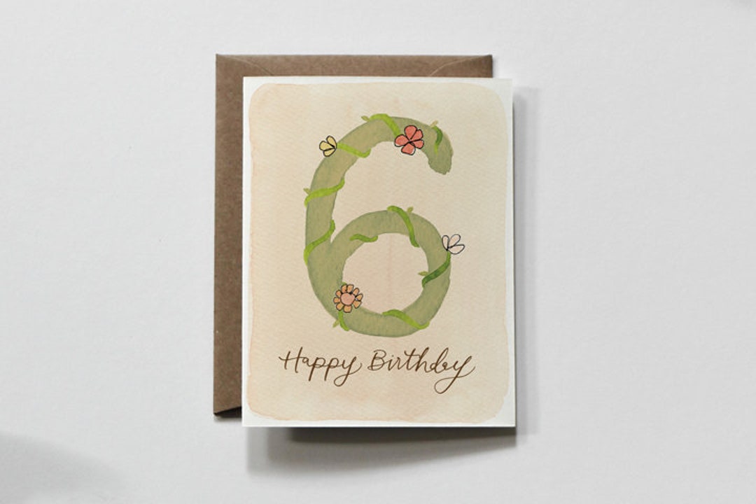 SIX | 6th Birthday Greeting Card, Sixth Birthday Card, Card for Sixth ...