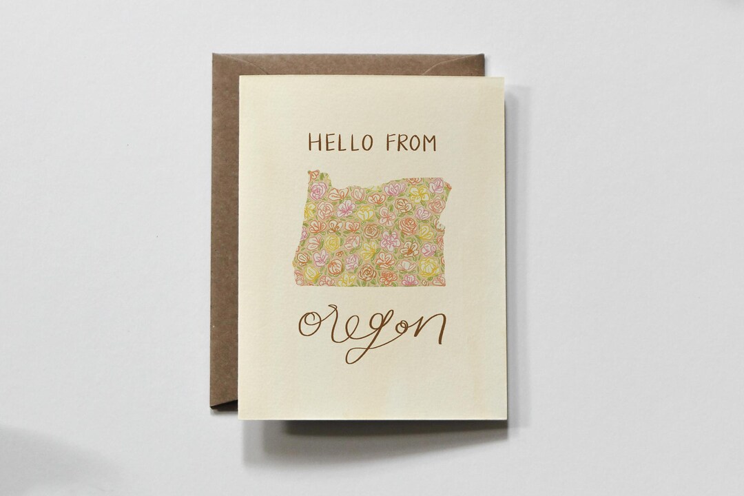 OREGON | State of Oregon Greeting Card, Hello From Oregon Card, Yellow ...