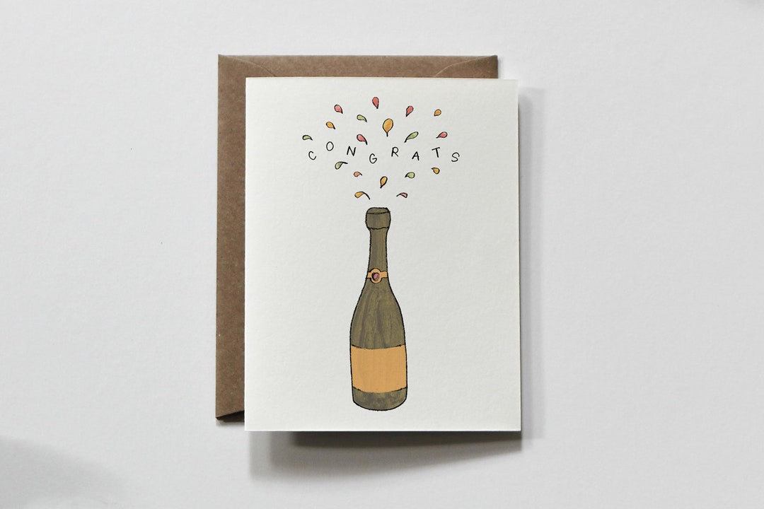 BOTTLE | Greeting Card, Congratulations Greeting Card, Champagne Bottle Congrats Card, Congrats ...