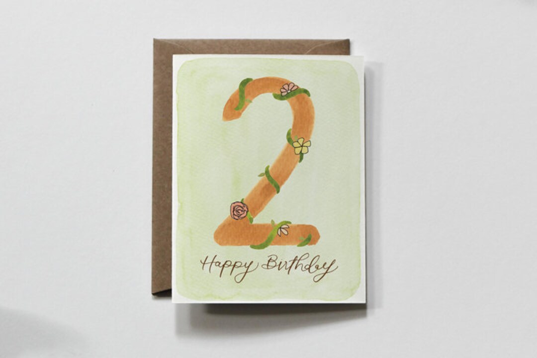 TWO | 2nd Birthday Greeting Card, Second Birthday Card, Card for Second ...