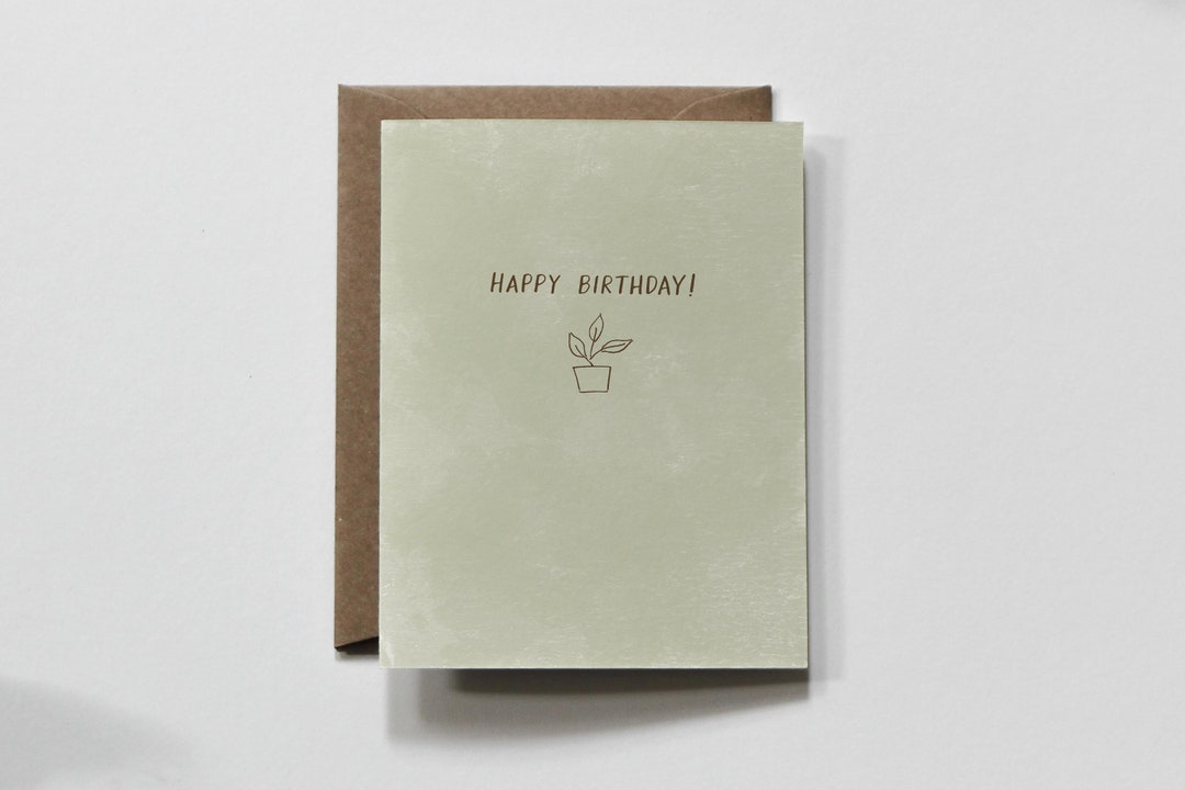 LITTLE POT | Birthday Greeting Card, Birthday Card Greenery, Birthday ...