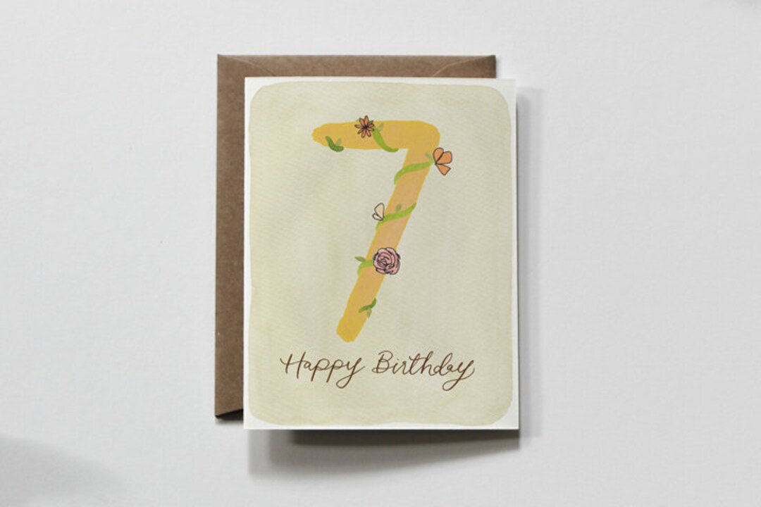 SEVEN | 7th Birthday Greeting Card, Seventh Birthday Card, Card for ...