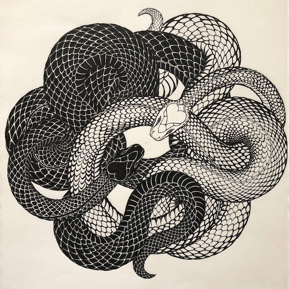 Mandala: Serpent Yin Yang | Etsy