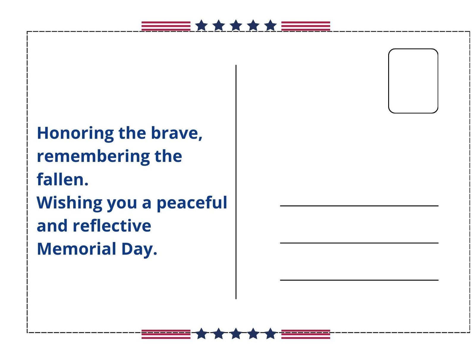 Memorial Day Postcard | Patriotic Card | Honoring Our Heroes | Red ...