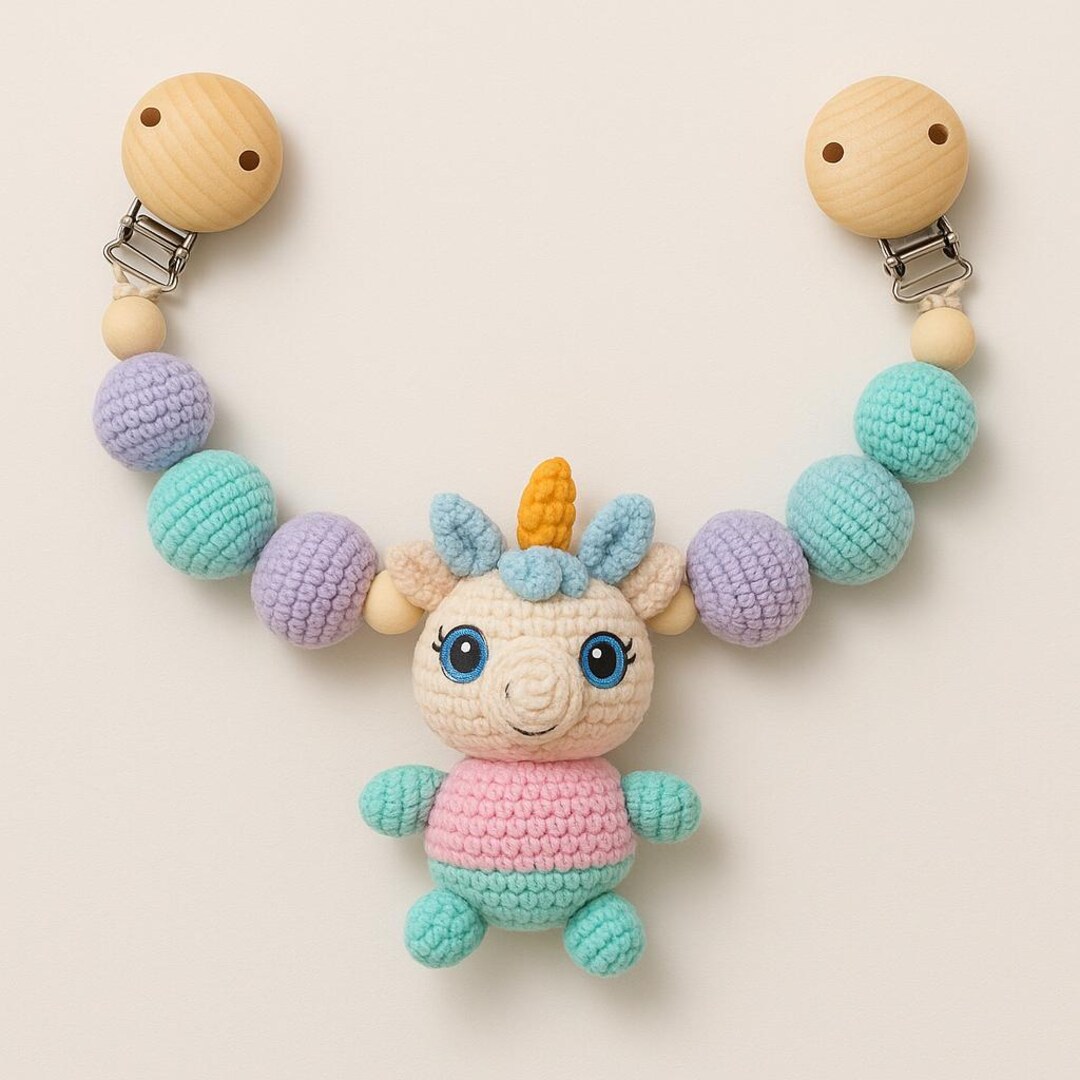 Crochet Pattern for Unicorn Pram Chain Lilu - German and English UK and ...