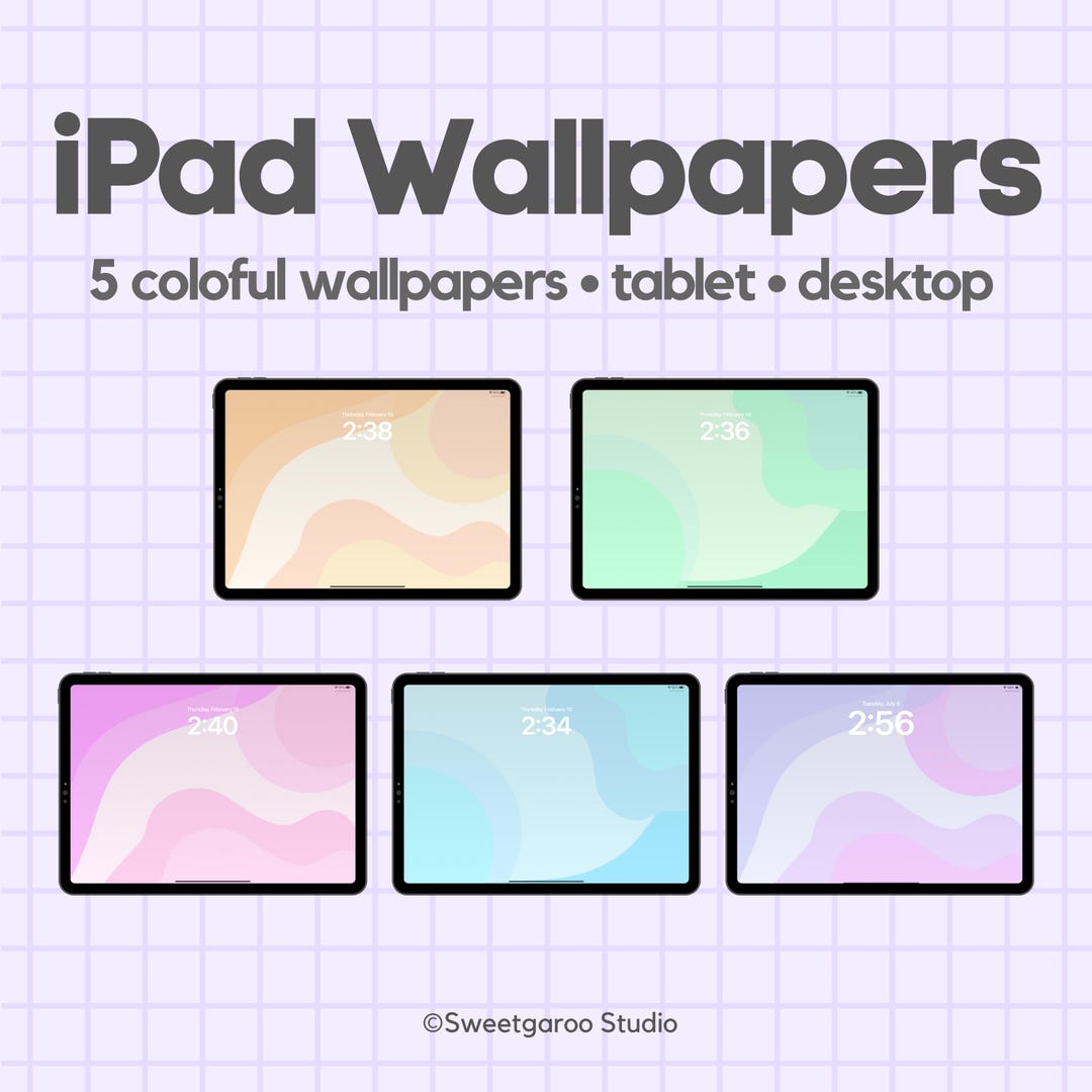 Abstract Rainbow iPad Wallpapers: Modern Digital Backgrounds (set of 5 ...