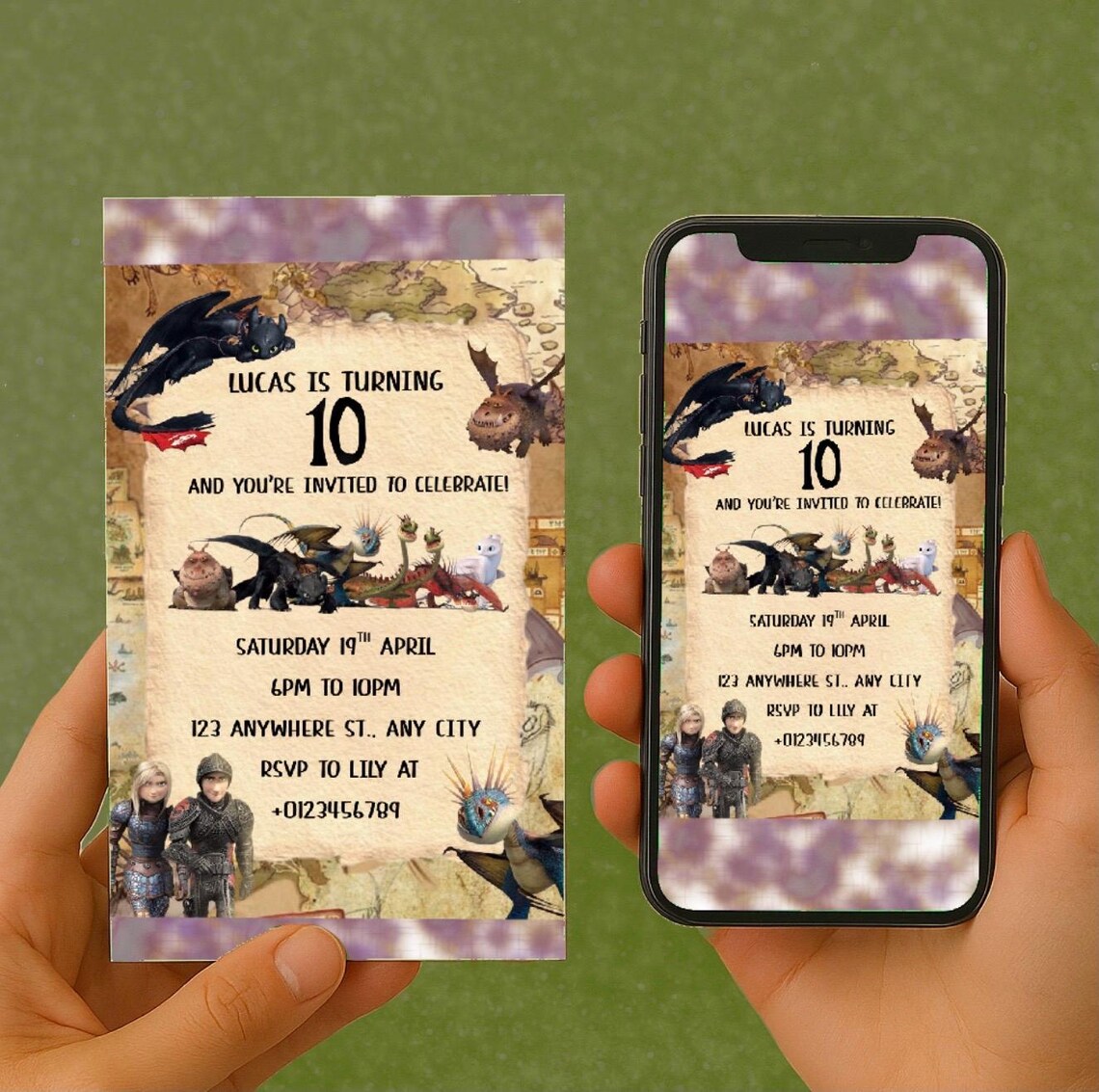 How Train Your Dragon Inspired Invitation for Parties, Toothless Hiccup ...