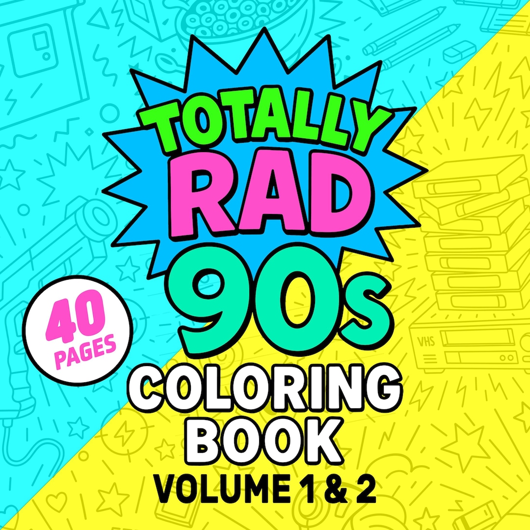 90s Coloring Book Bundle Vol. 1 & 2: 40-page Printable Nostalgia PDF ...