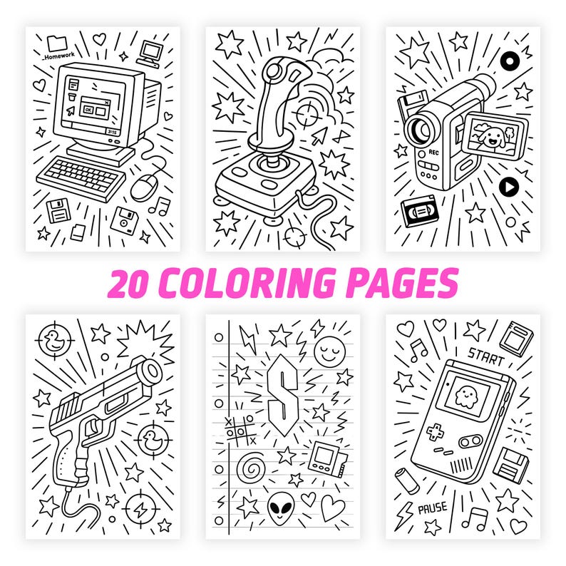 Totally Rad 90s Coloring Book Vol. 1: 20-page Printable PDF, Adult ...