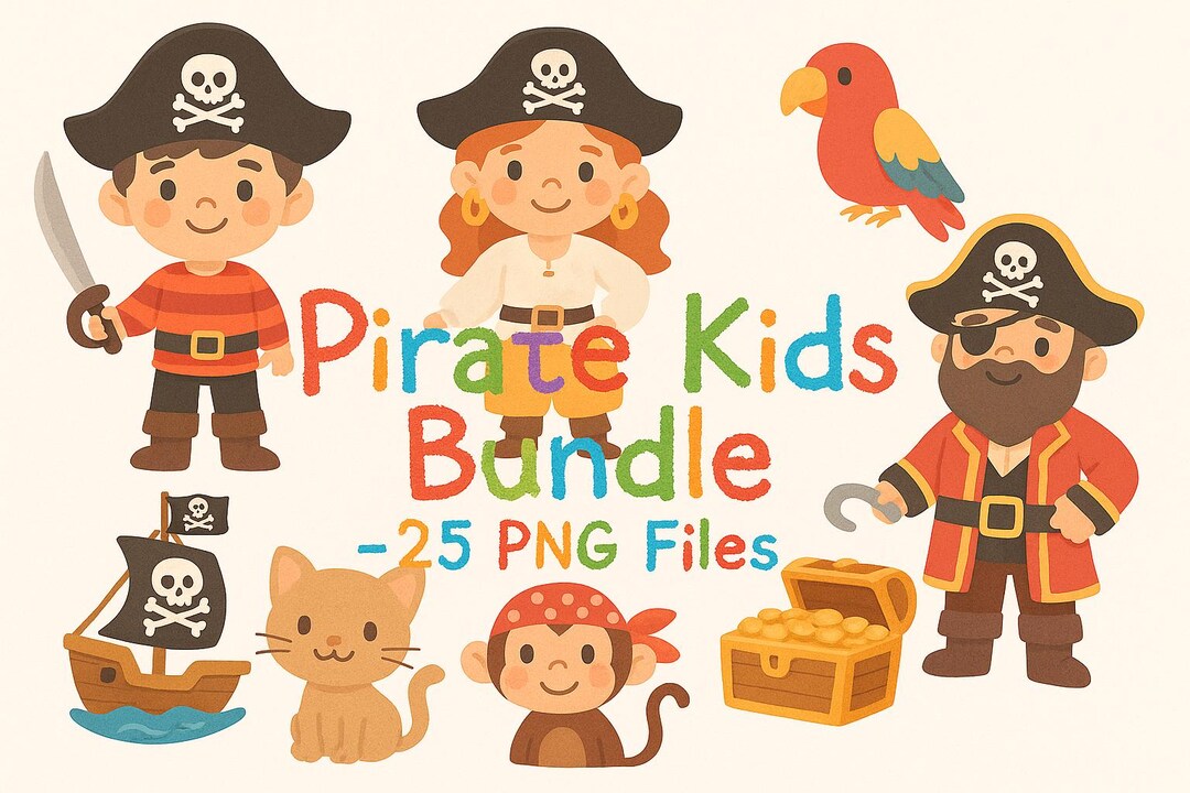 Pirate Clip Art Bundle – 25 PNG Files | Pirate Kids, Pirate Ships ...