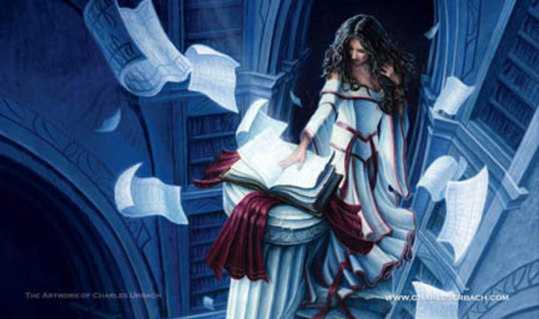 Gaming Play Mat 24"x14" Sorceress Queen Princess Fae Wicca Library ...