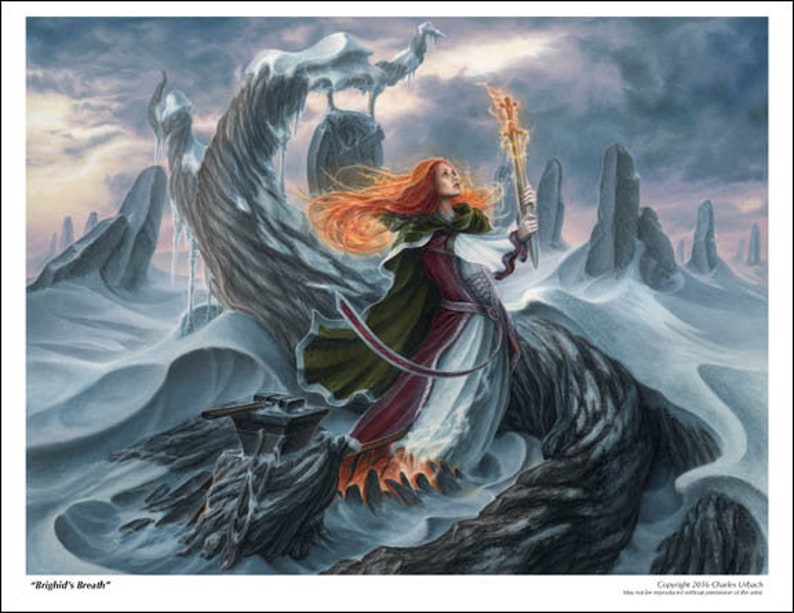 11x8.5" Fantasy Art Print Celtic Goddess Brigid Sorceress Pagan Druid ...