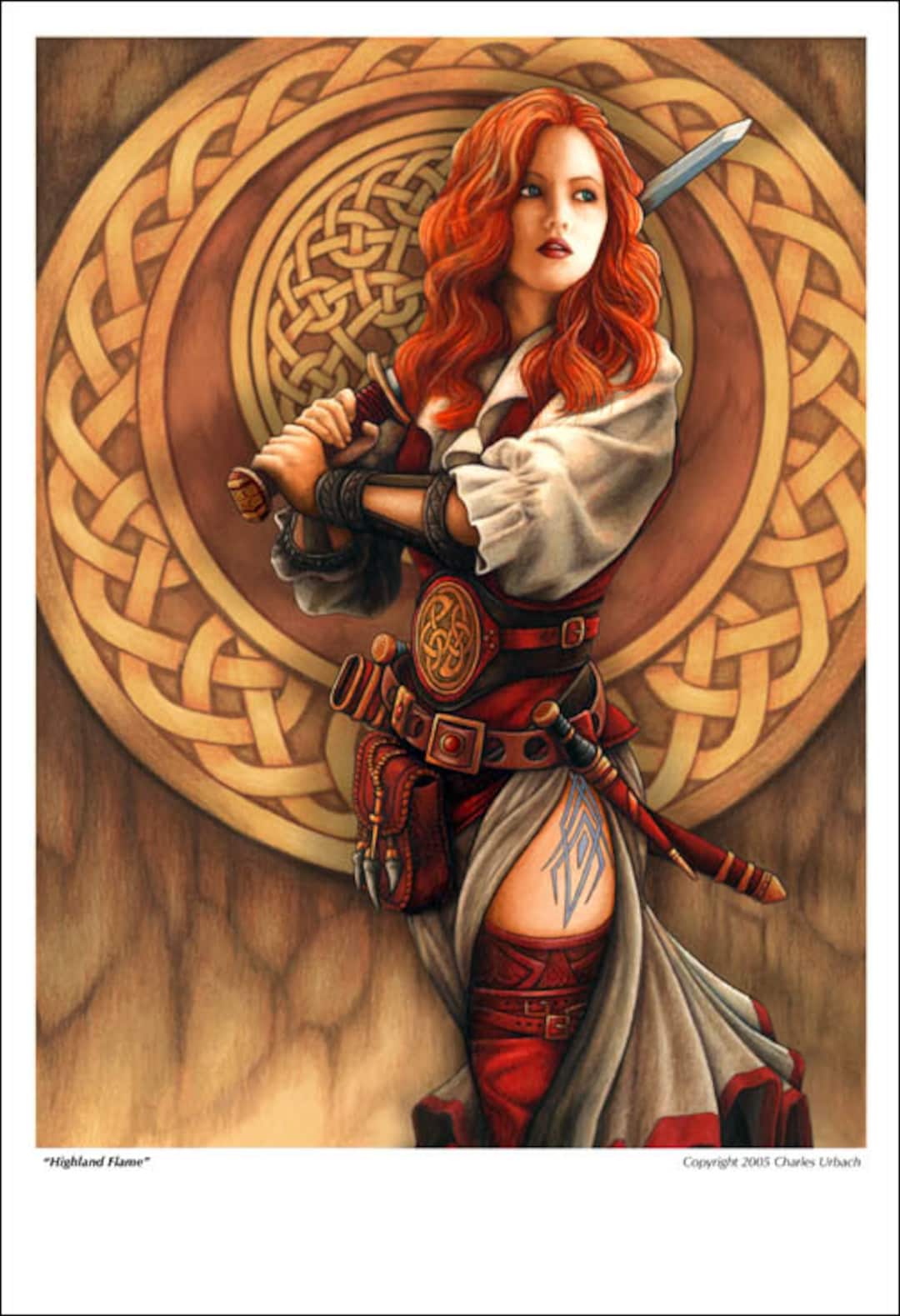 13x19" Celtic Woman Lady Art Print Highlander Outlander Irish Celt ...
