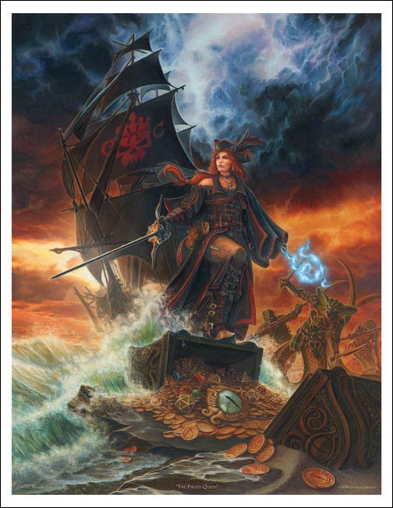 17x22" Fantasy Art Print Pirate Queen 80's RPG Adventure Module Game ...