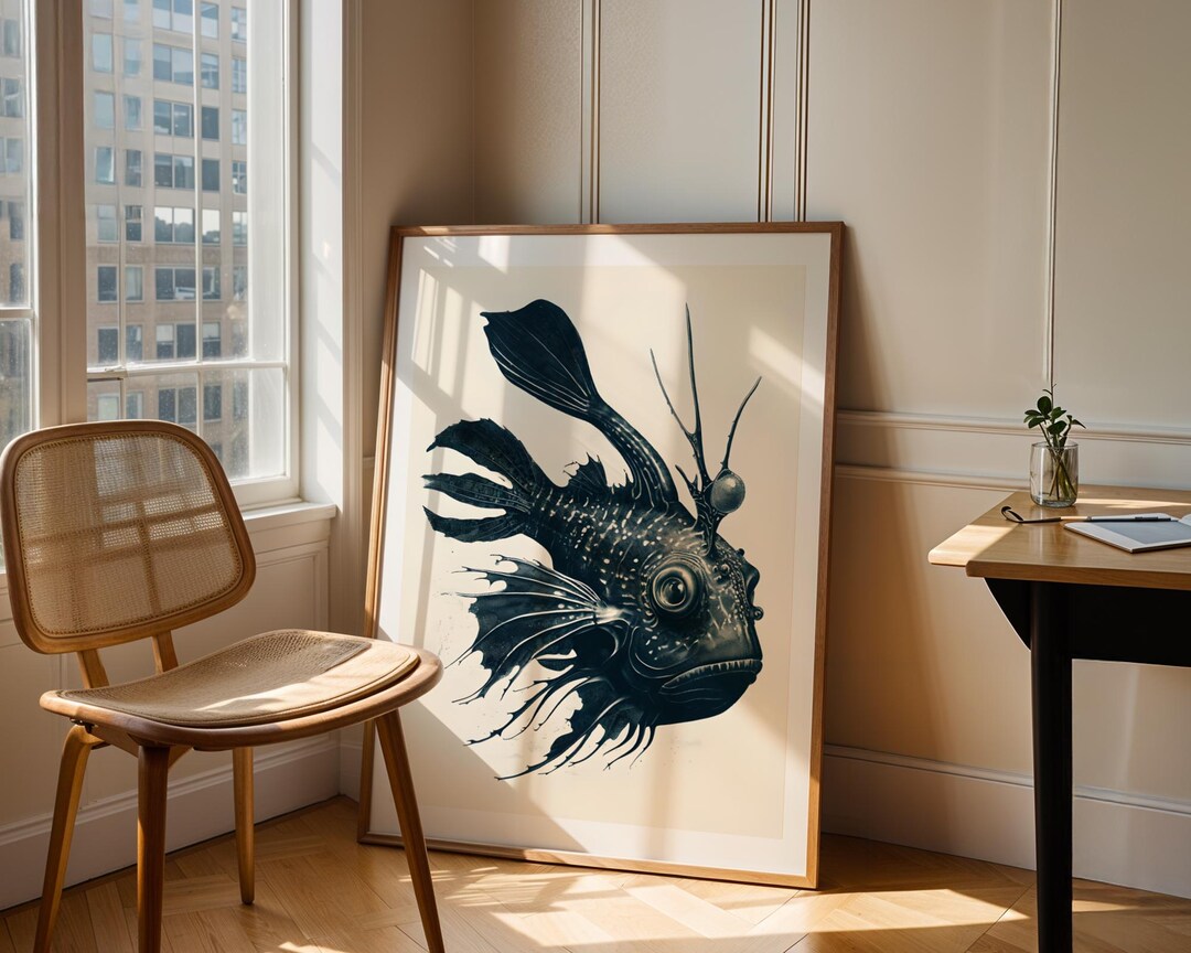 Anglerfish Print | Kitchen Wall Art | Angler Fish Print | Vintage Food ...