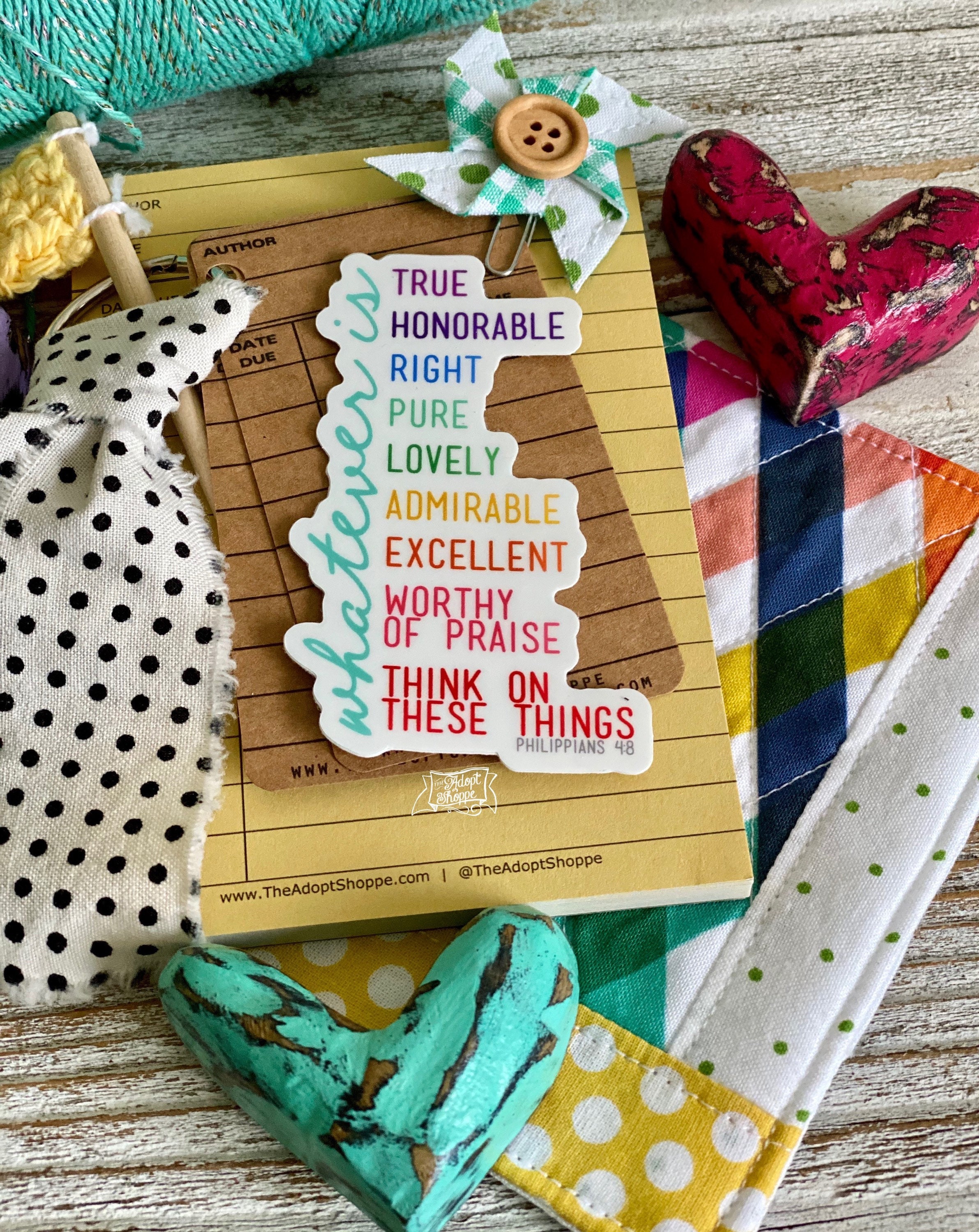 Think on These Things Whatever (philippians 4:8) Sticker - Etsy