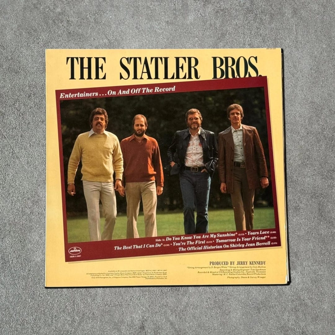 The Statler Bros “entertainers… on and off the Record” Vintage Record ...