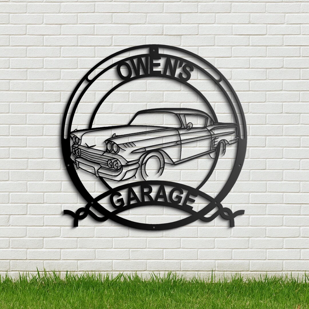 Impala 1958 | Personalized Sign | Custom Metal Wall Art | Retro Car ...