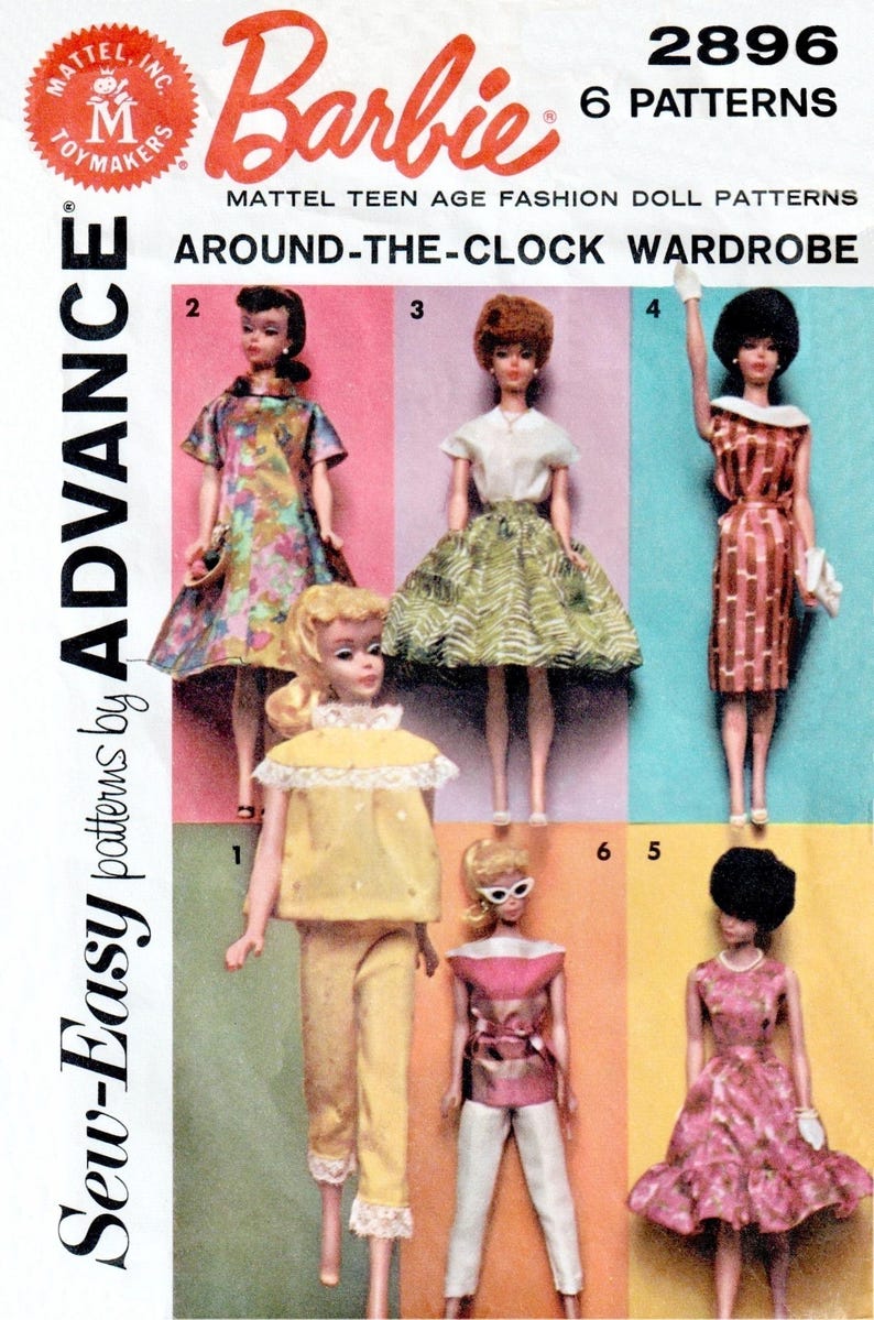 PDF Barbie Around the Clock Fashion Dolls 2896 Vintage 60s Advance ...