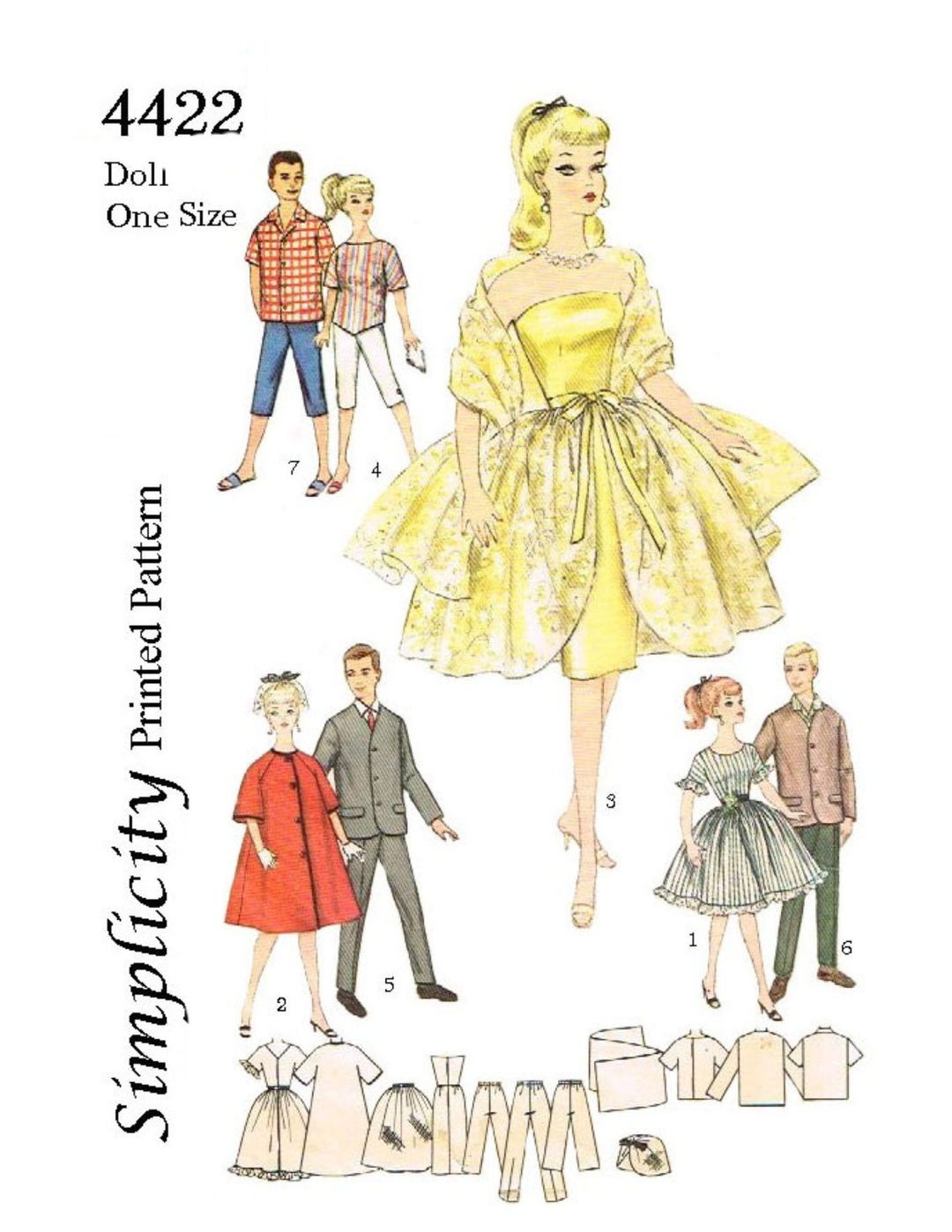 PDF Simplicity Vintage Barbie & Ken Fashion Doll Clothes 4422 Sewing ...