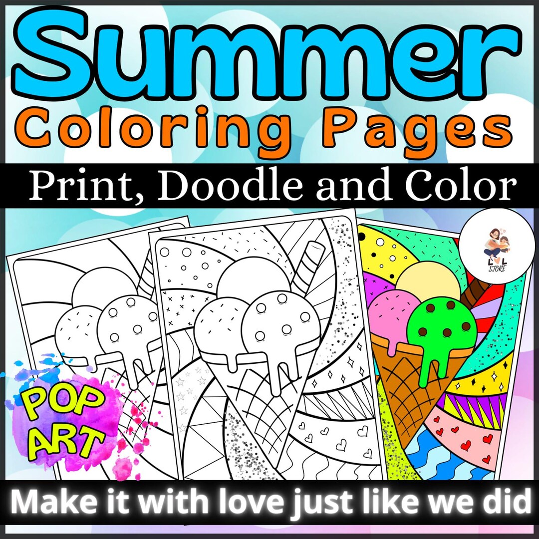 Pop Art Summer Print Coloring Pages | End of Year Printable Art ...