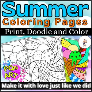 Pop Art Summer Print Coloring Pages | End of Year Printable Art ...