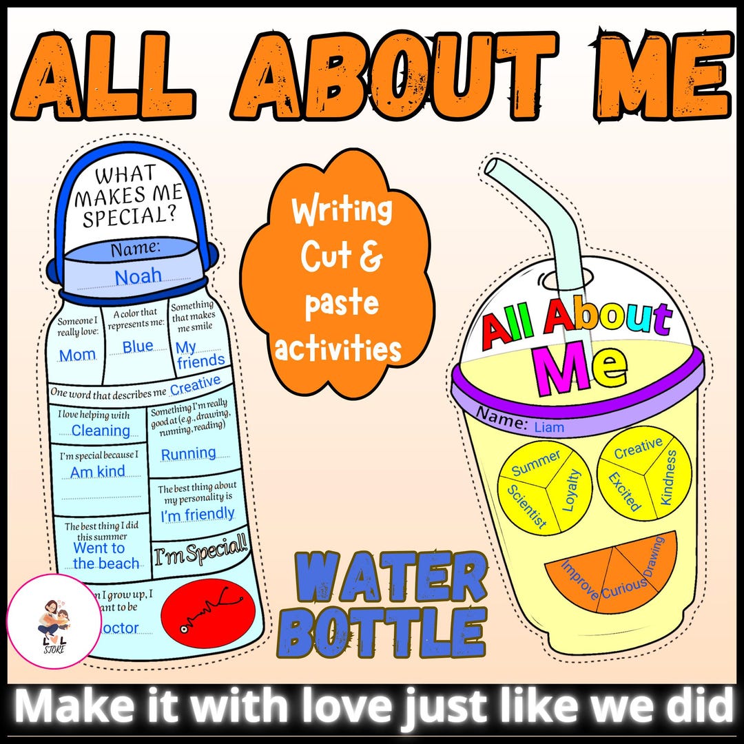 All About Me Water Bottle Printable Activity: Back to School Resource ...