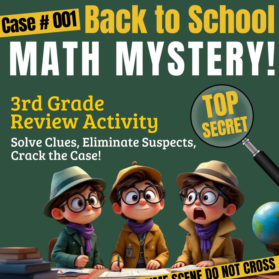 Back to School Math Mystery Game | 3rd Grade Review | Printable ...
