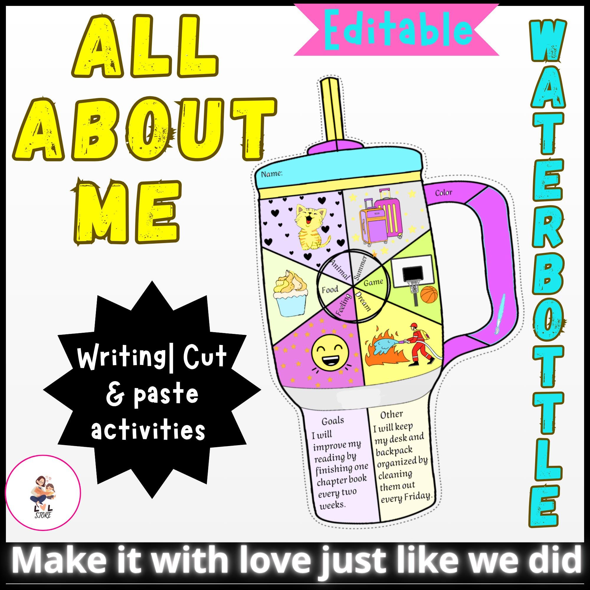 All About Me Water Bottle Printable Activity: Back to School Icebreaker ...