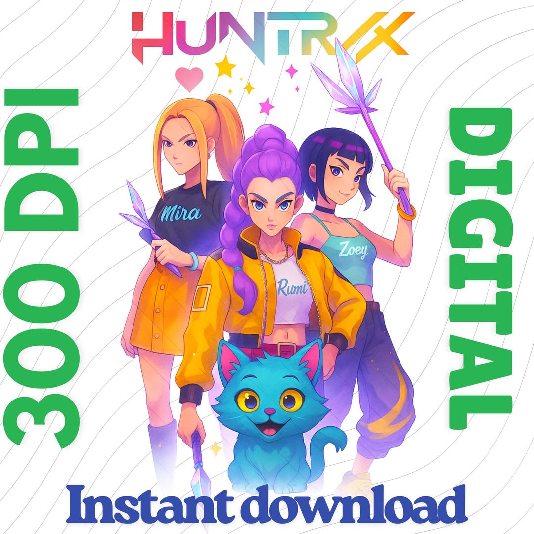 Buy Huntrix PNG | Kpop Demon Hunters Digital Download | Anime Girl Trio ...