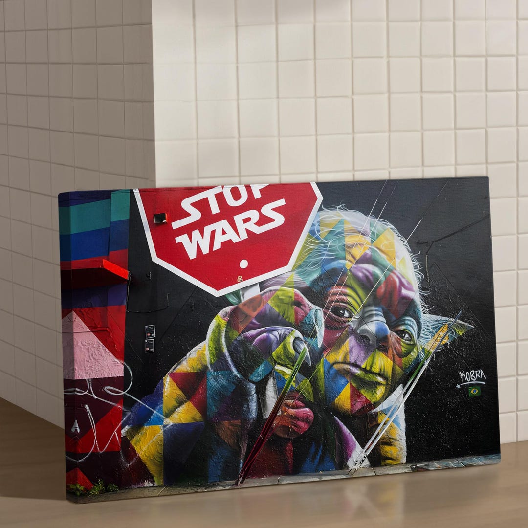 Banksy Yoda Stop Wars Print on Canvas – Star Wars Street Graffiti Wall ...