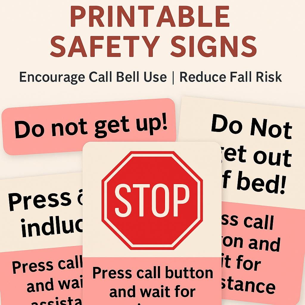Fall Prevention Safety Signs, Healthcare Printable (PDF) - Etsy