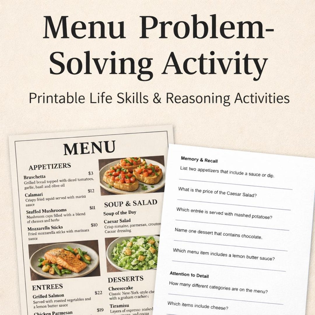 Restaurant Menu Activity - Etsy
