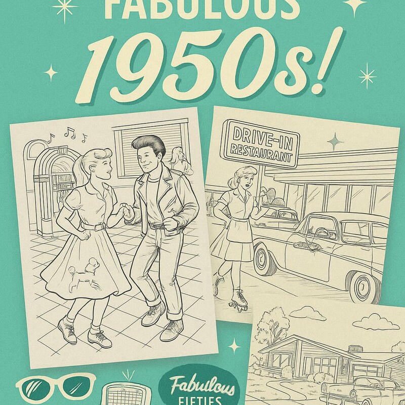 1950s Coloring Book - Etsy