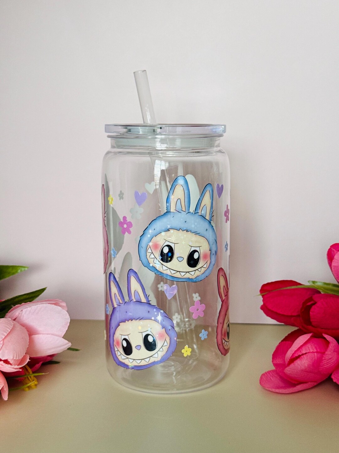 Sparkly Labubus Cute Plastic Can, Labubu Aesthetic Coffee Plastic With ...