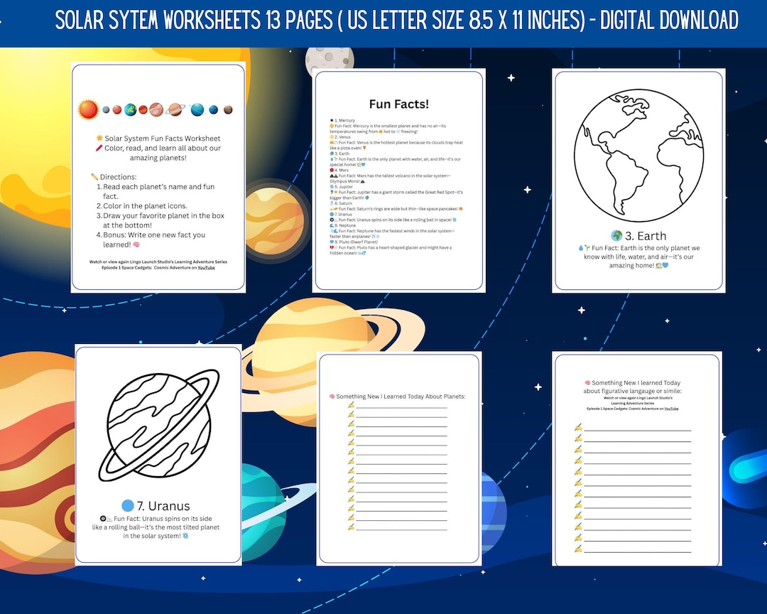 Solar System Fun Facts Worksheets | Read, Color & Learn | Planets ...
