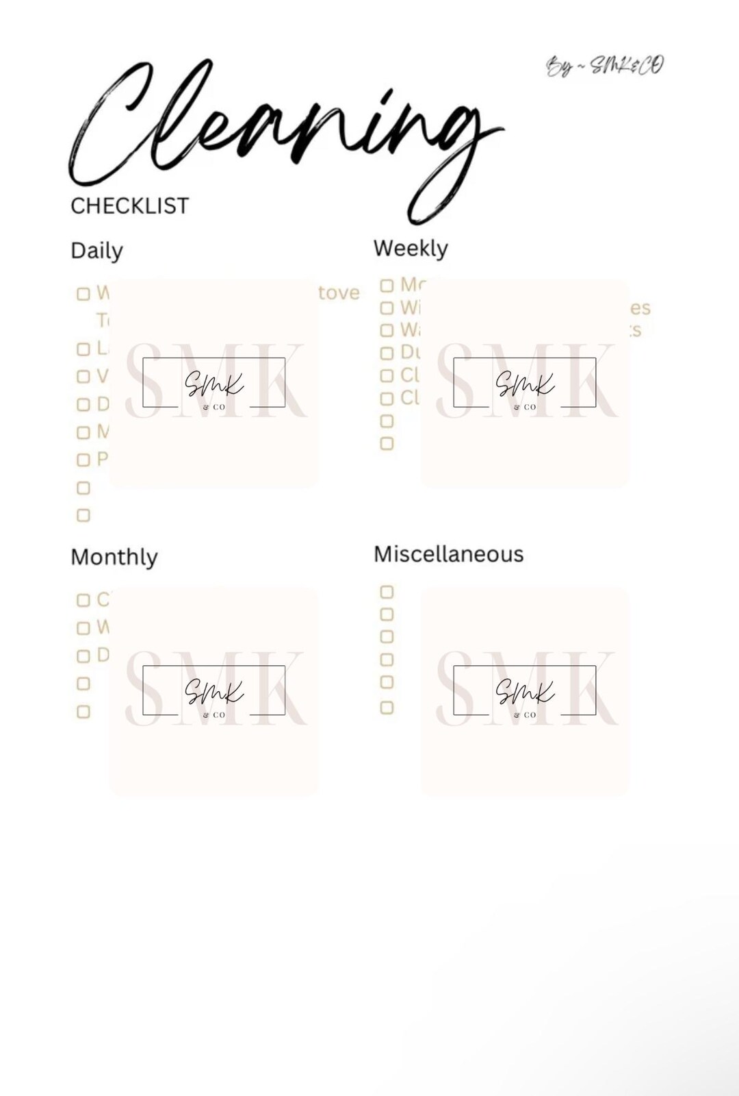Cleaning Checklist - Etsy