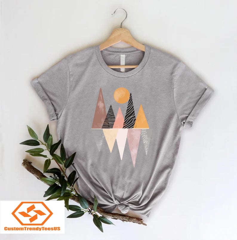Geometric Mountain T-shirt, Minimalist Graphic Tee - Etsy