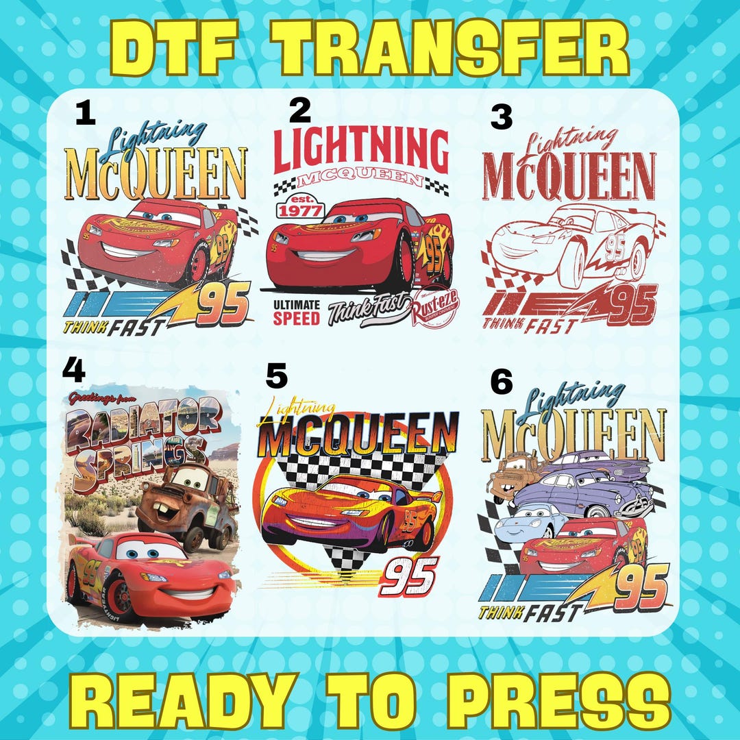 Lightning Mcqueen Ready to Press | Disney Cars Dtf Transfer, Disney ...