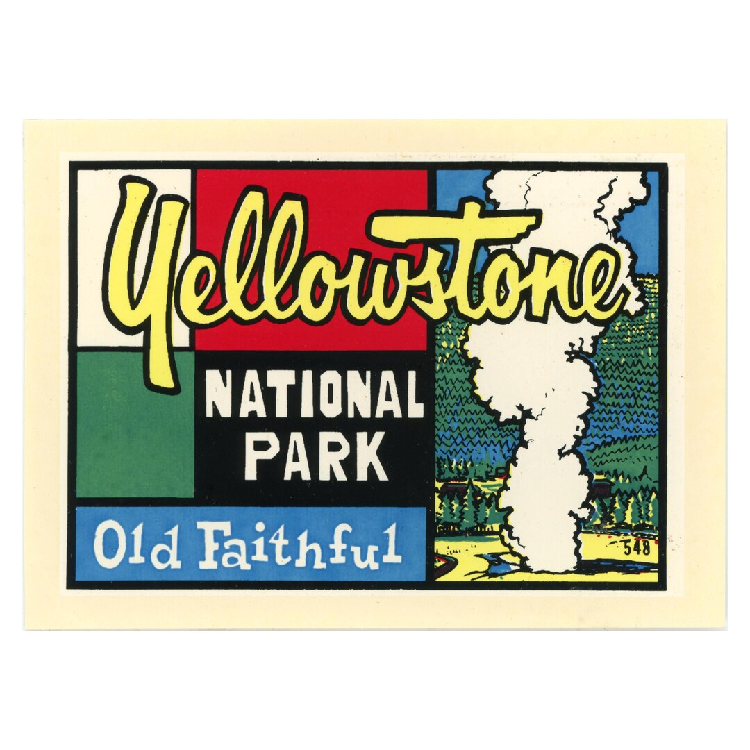Yellowstone National Park Old Faithful Geyser Vintage Water Decal ...
