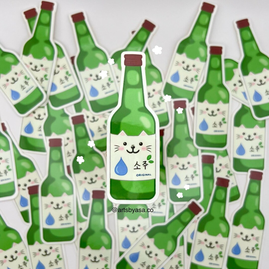 Cat Soju Bottle Sticker - Etsy