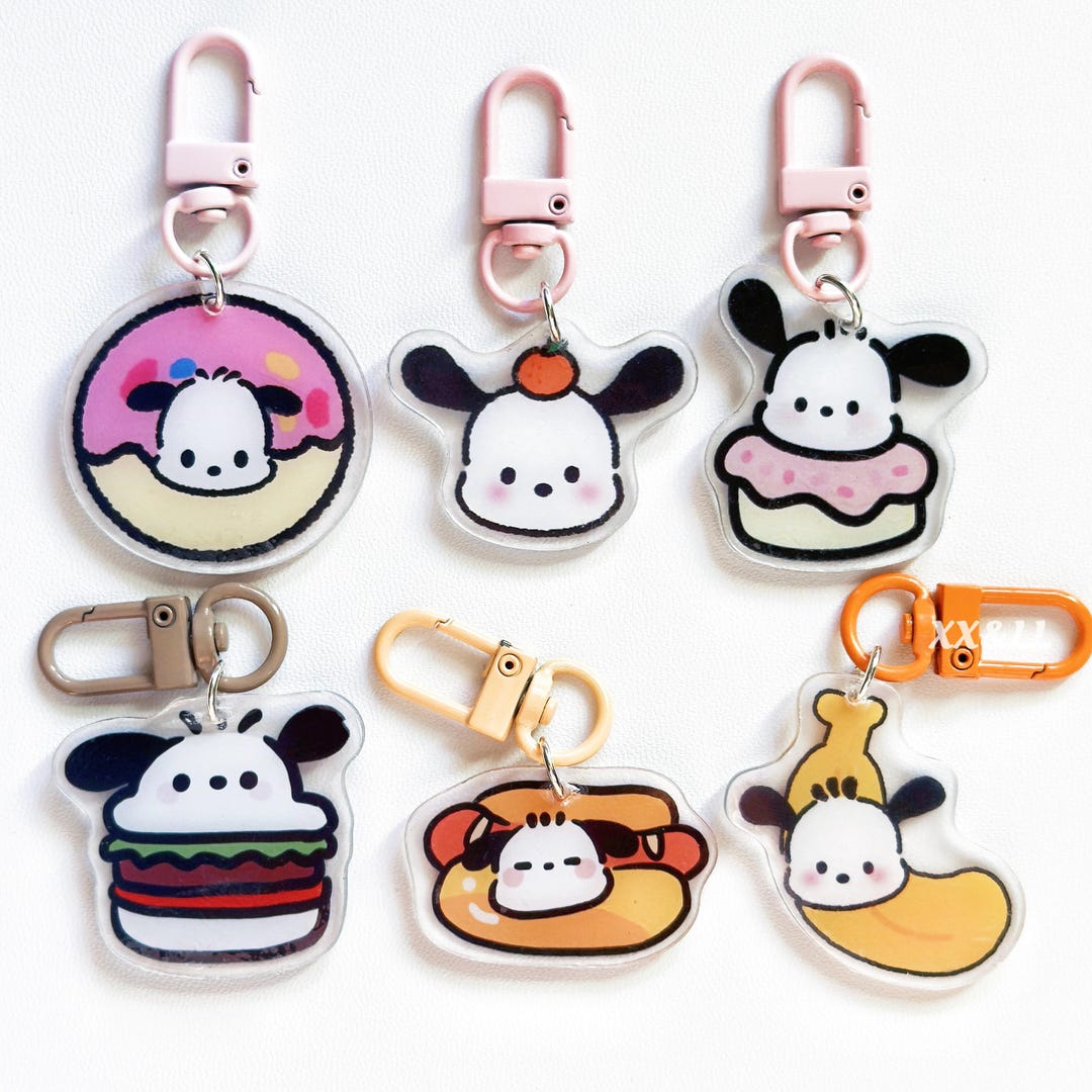 1.6 Inches | Pochacco Keychain | Sanrio Pochacco Dessert Bag Charm ...