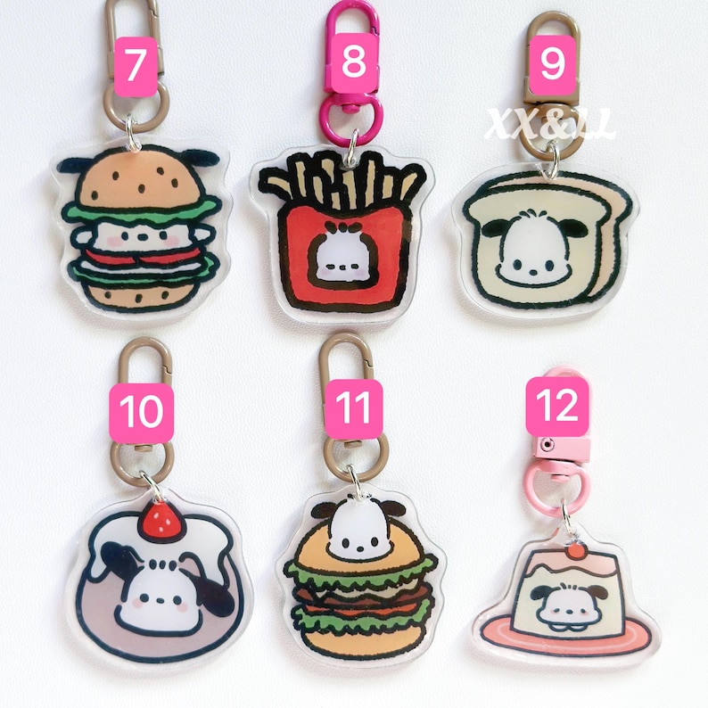 1.6 Inches | Pochacco Keychain | Sanrio Pochacco Dessert Bag Charm ...